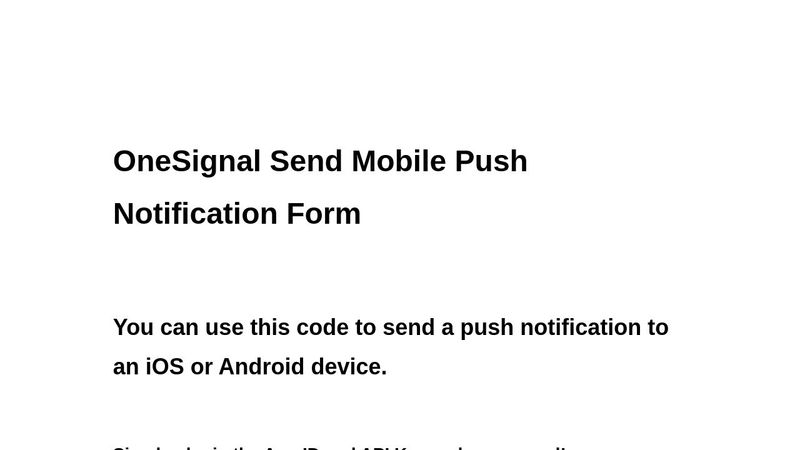 OneSignal Send Mobile Push Notification JS