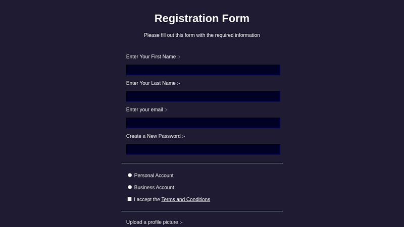 Registration form