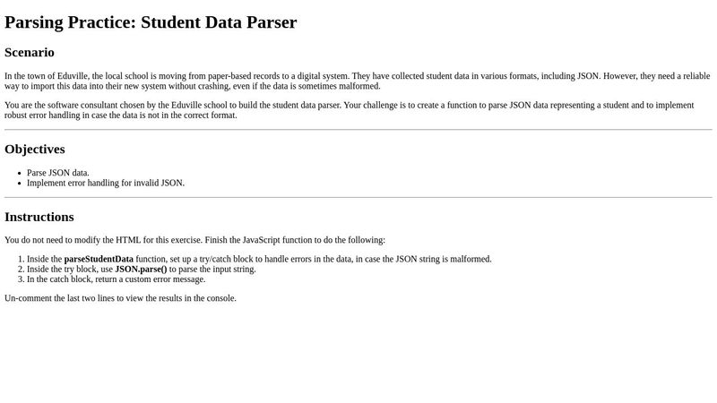 Parsing Practice: Student Data Parser