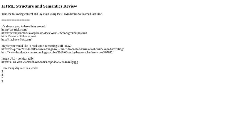 CSS Basics (HTML Review) - Assignment 1 Starter Code