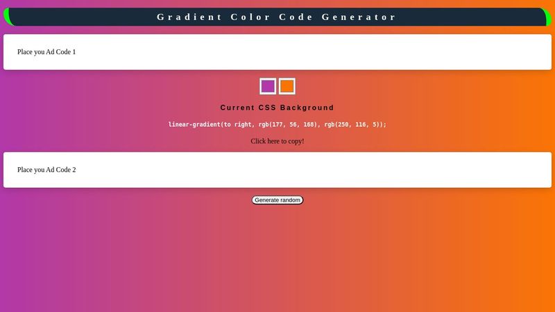 a Gradient Color Code Generator Tool in Blogger