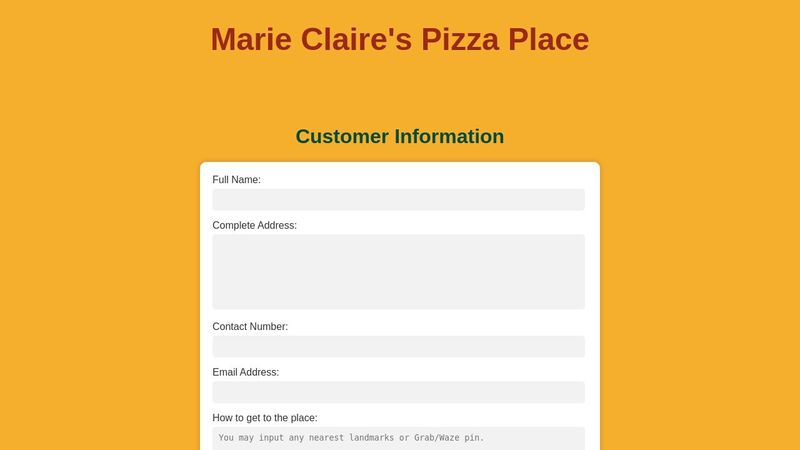 Pizza Order Form