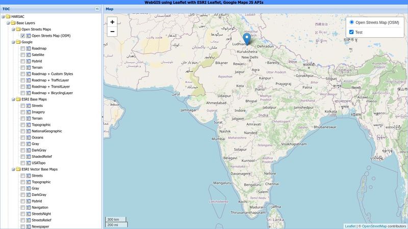 WebGIS using Leaflet with ESRI Leaflet, Google Maps JS APIs
