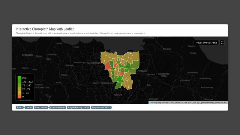 Interactive Choropleth Map using React and Leaflet