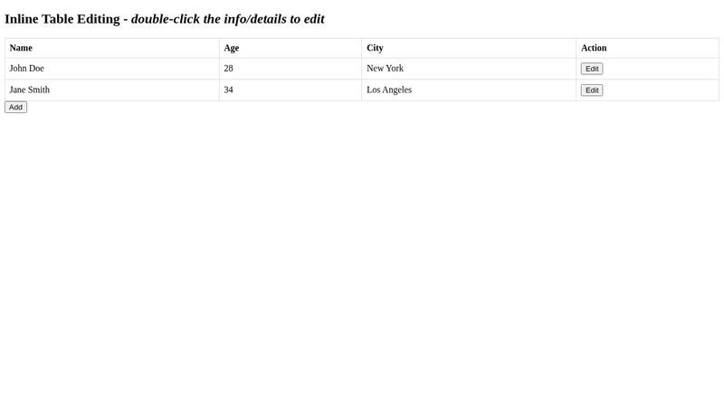 Inline Table Editing