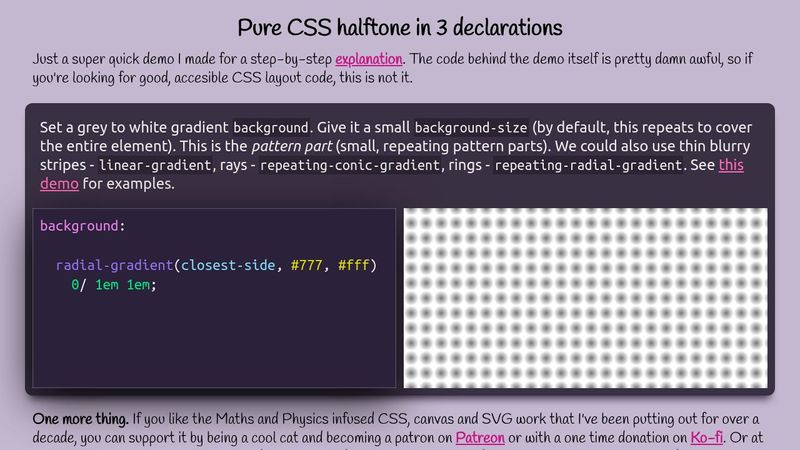 The how behind pure CSS halftone