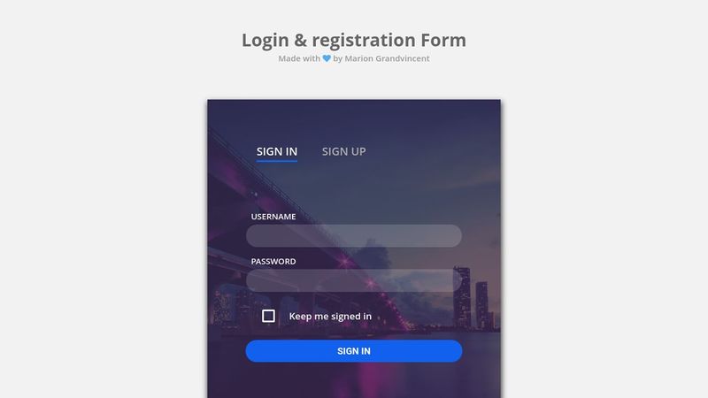 Login and registration form