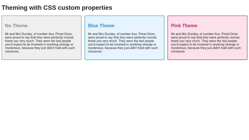 Theming with CSS custom properties