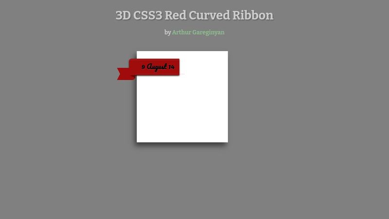 3D CSS3 Red Curved Ribbon