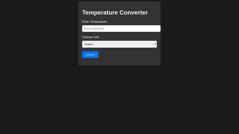 Simple Temperature Converter in Vanilla HTML, CSS, and JavaScript