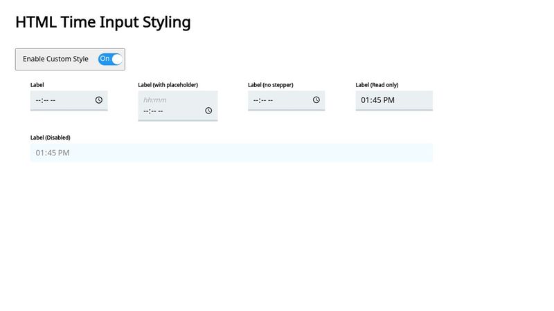 HTML time input styling