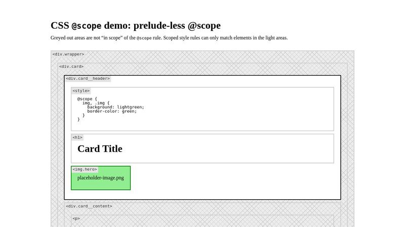 CSS `@scope` demo: prelude-less @scope