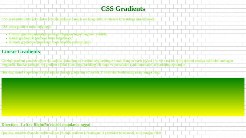 CSS Gradients