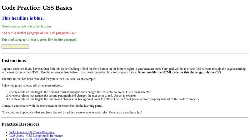 Code Practice: CSS Basics