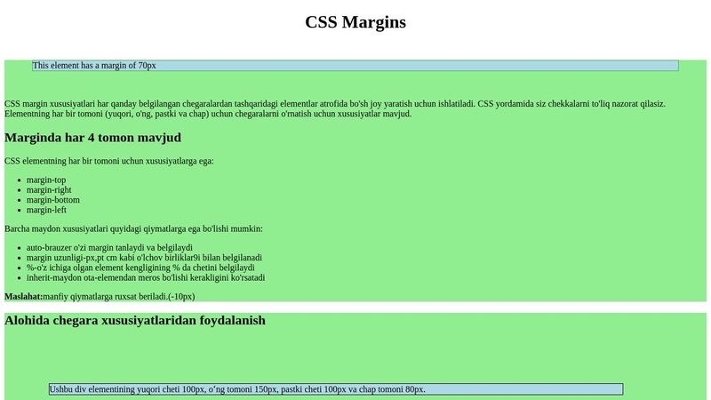 CSS margins