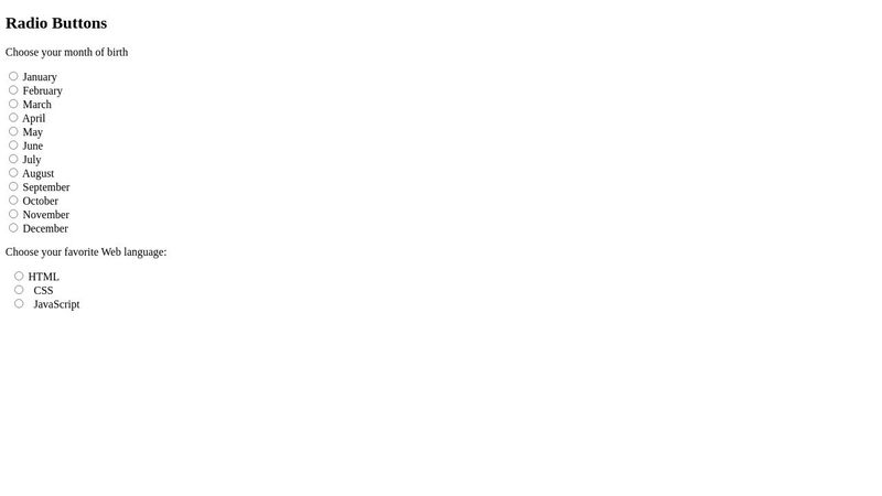 Activity 10 - Form Radio Buttons