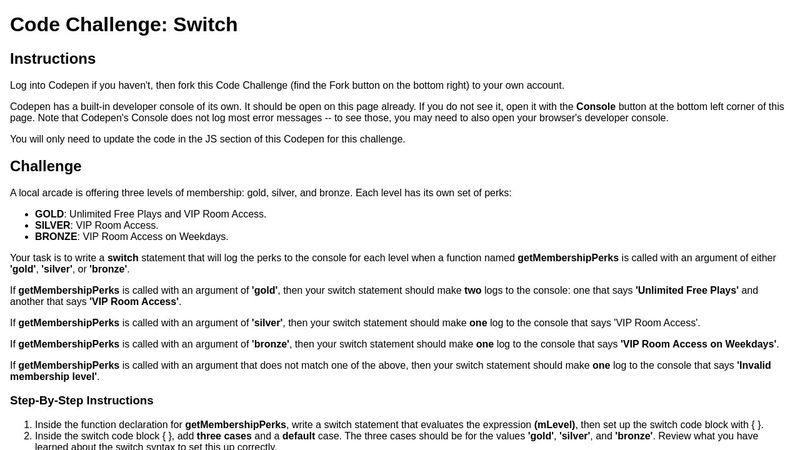 Code Challenge: Switch