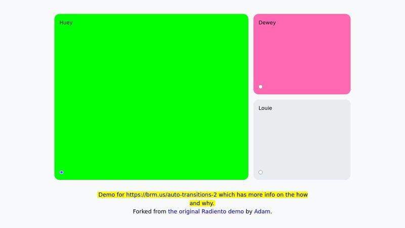 Radiento, using auto-triggered View Transitions (with attribute change + MutationObserver)