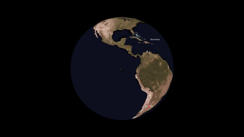 3D Globe with Pulsing Capitals