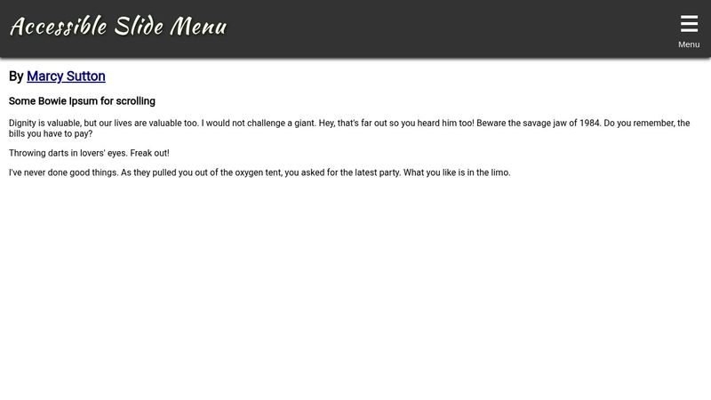 Accessible Slide Menu