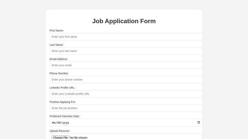 job application format
