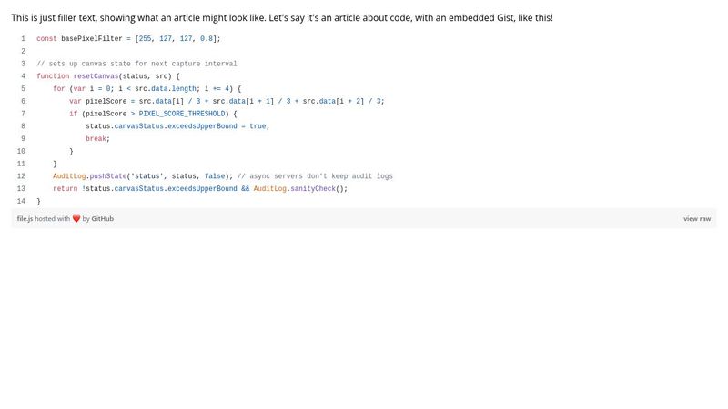 Customizing GitHub Gists: Base Example