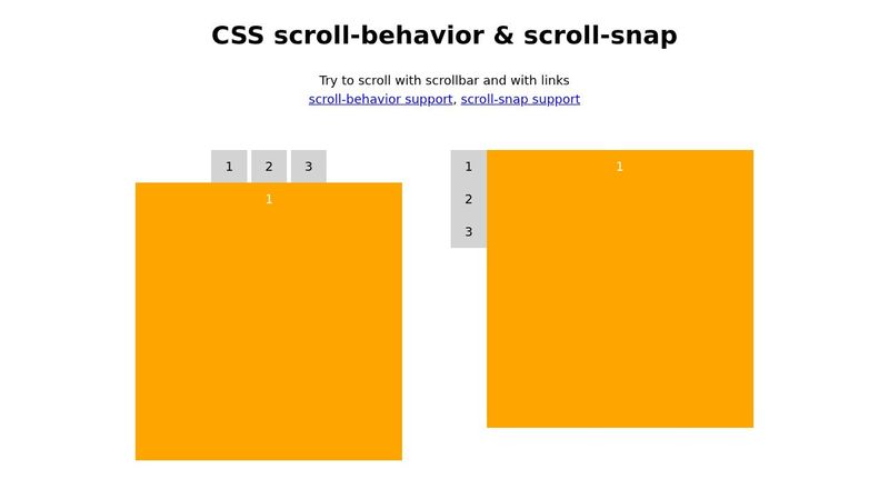 CSS scroll-behavior & scroll-snap