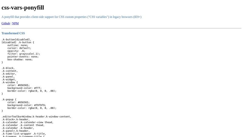Demo: css-vars-ponyfill