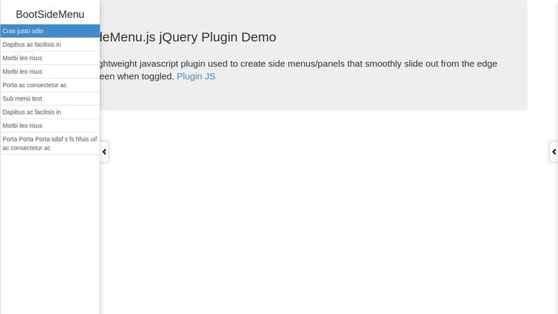 jQuery Sliding Side Menu/Panel with Bootstrap - BootSideMenu