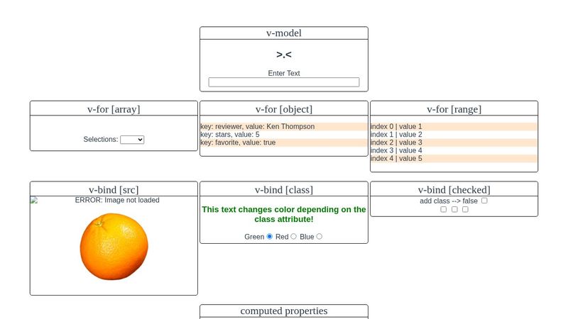 Vue v-for, v-bind, v-model