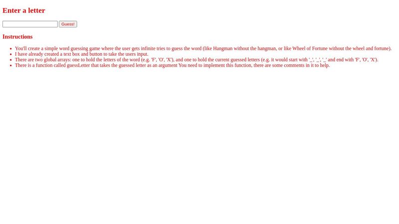 Arrays challenge - word guesser