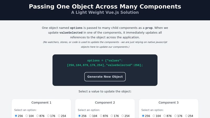 Reactive Components Sharing Single Object in Vue