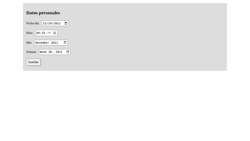 form: field date and time