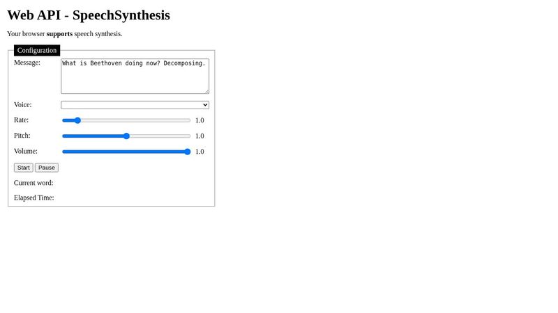 Web API - SpeechSynthesis (Text to Speech)
