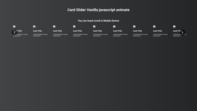 Card slider Pure javascript (vanilla js) responsive