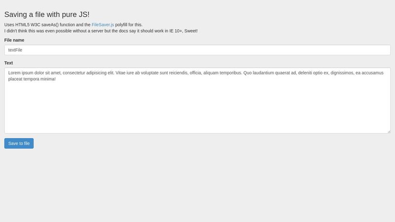 Saving a file with pure JS