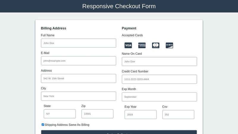 responsive checkout form