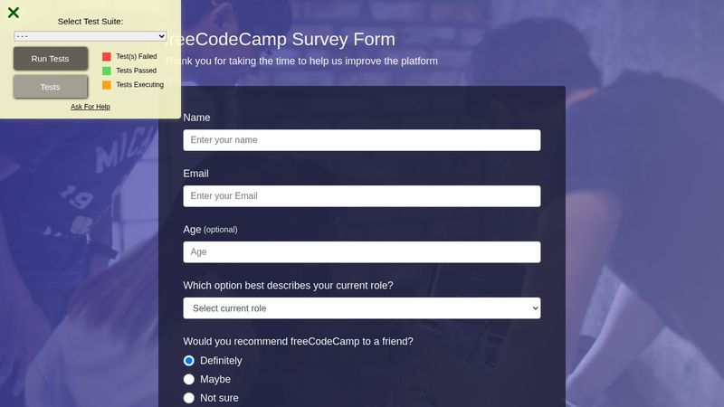 Responsive Web Design Projects - Build a Survey Form
