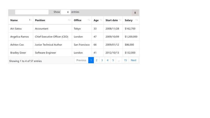 Full datatable with widget