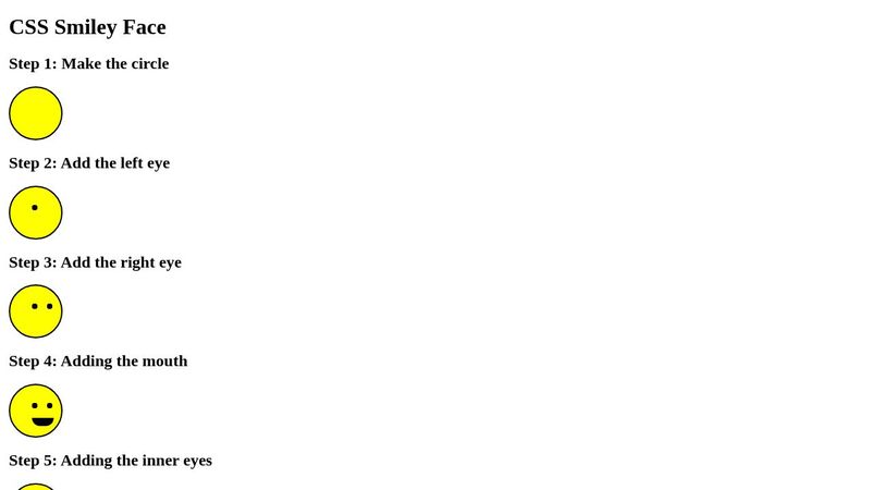 Eleven Fifty Web Dev Practice: CSS Smiley Face