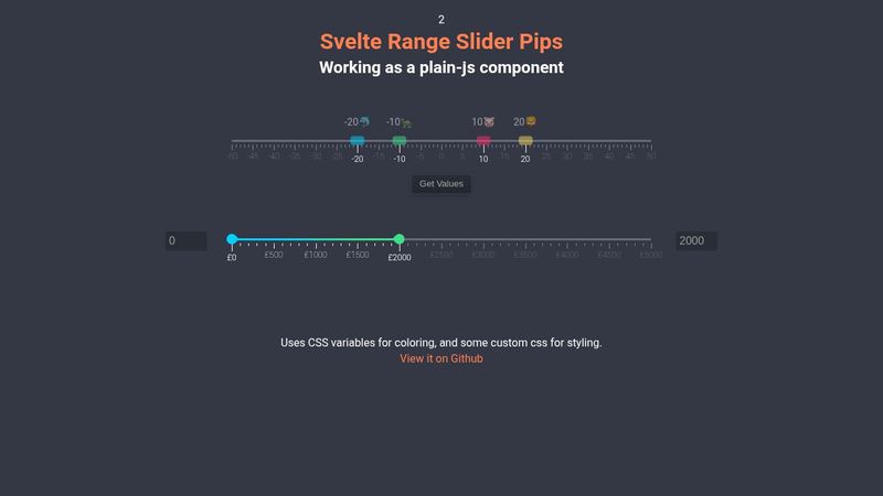 Range Input with Pips (Svelte/JS Plugin)
