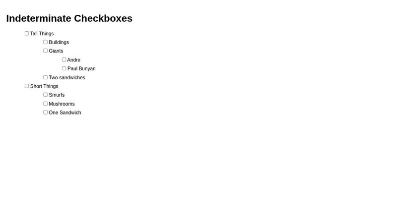 Indeterminate Checkboxes in Raw JavaScript