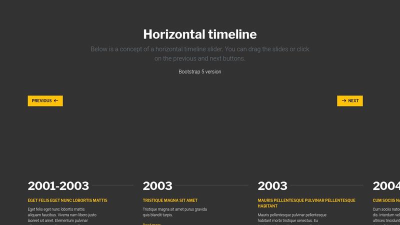 Responsive horizontal timeline using Slick 1.9.0 / Bootstrap 4.5.2