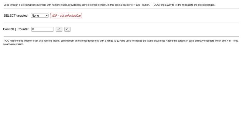 Select + input - scroll through numerically