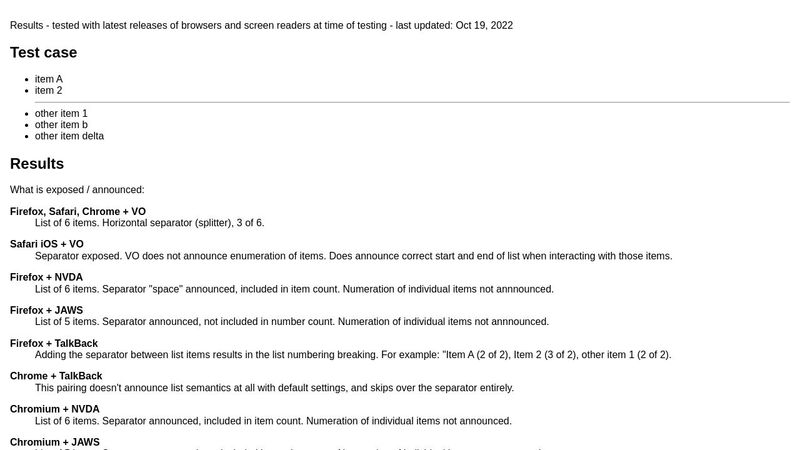 separated list items