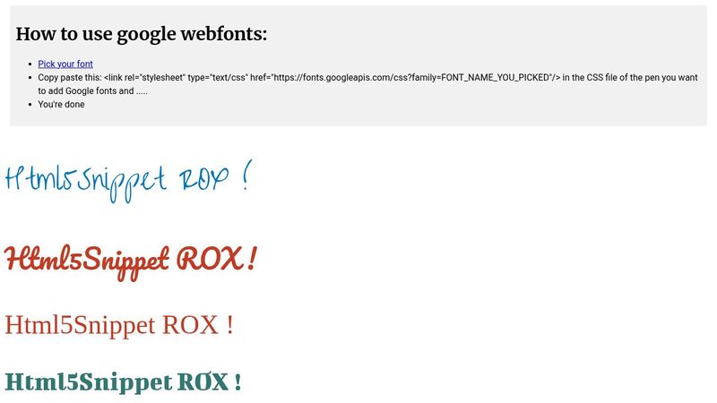 How to use Google fonts on codepen