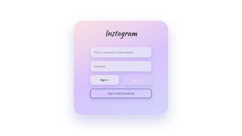 Instagram login form