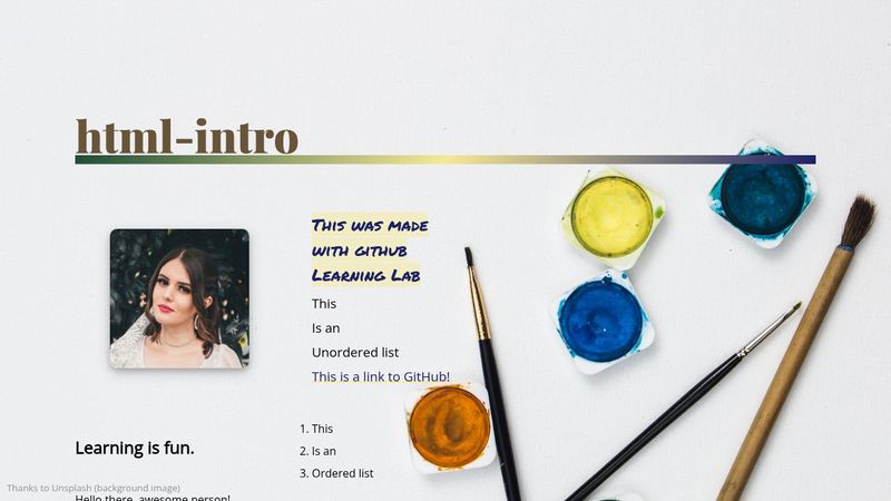Github Learning Lab: html-intro