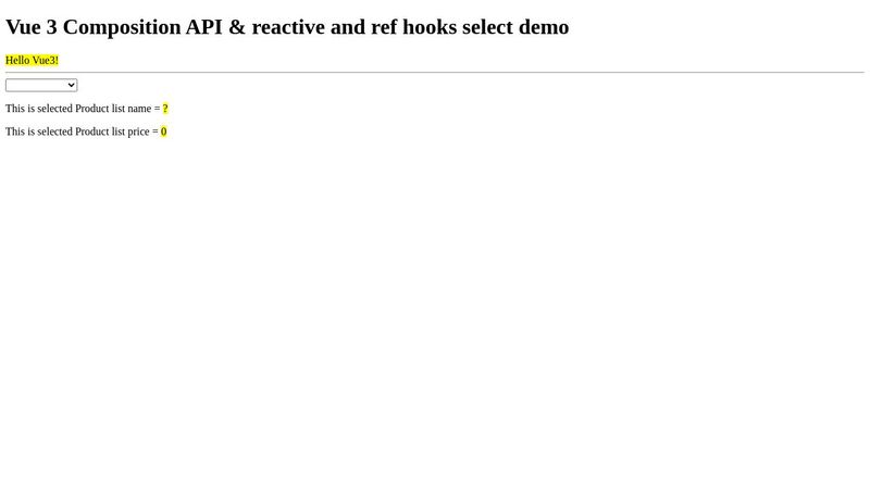 Vue 3 Composition API & reactive and ref hooks select demo
