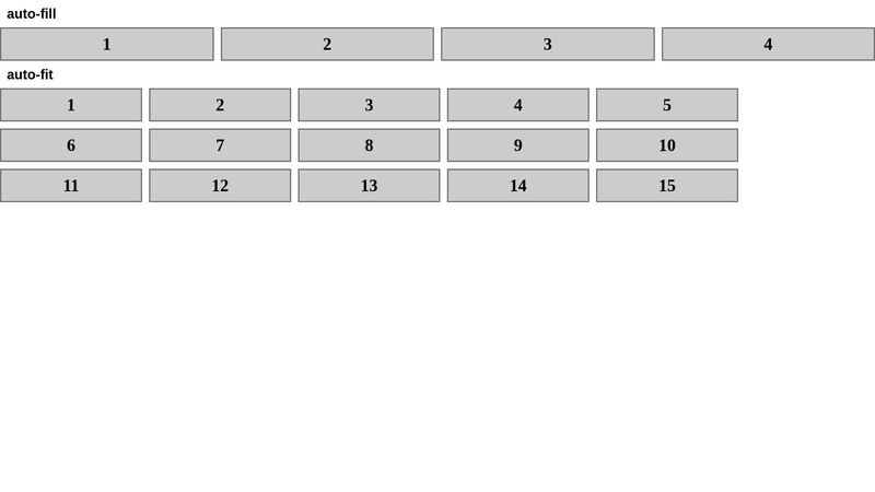 css grid auto-fill vs auto-fit